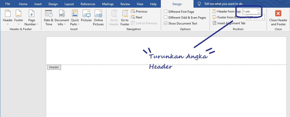 Pengoperasian Header dan Footer pada Word Office